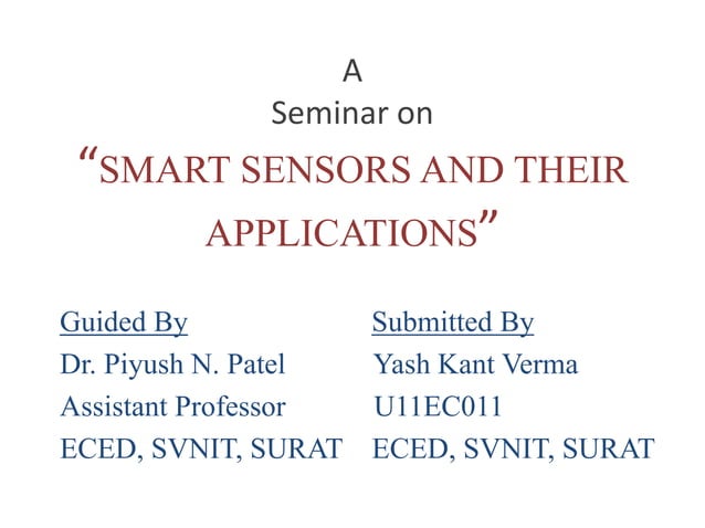 Smart sensors and their Application | PPTX