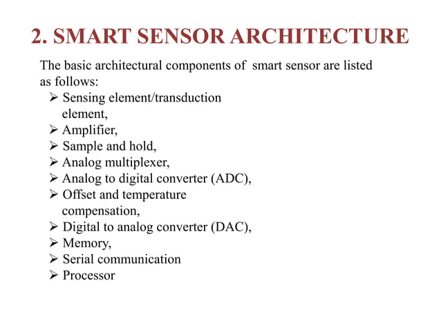 Smart sensors and their Application | PPTX