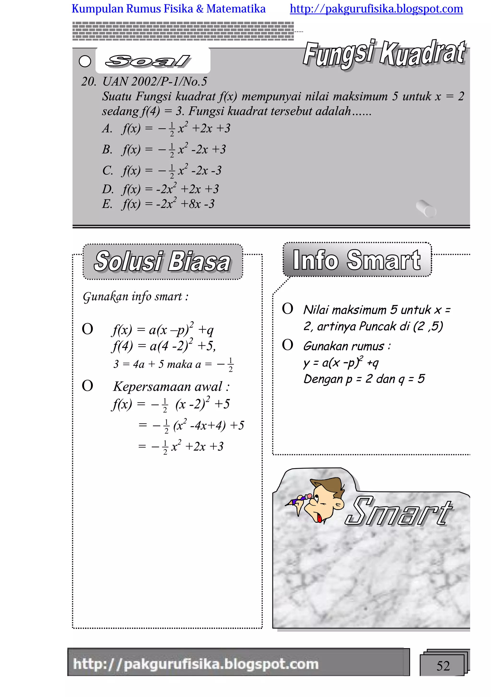 Smart solution fungsi kuadrat | PDF