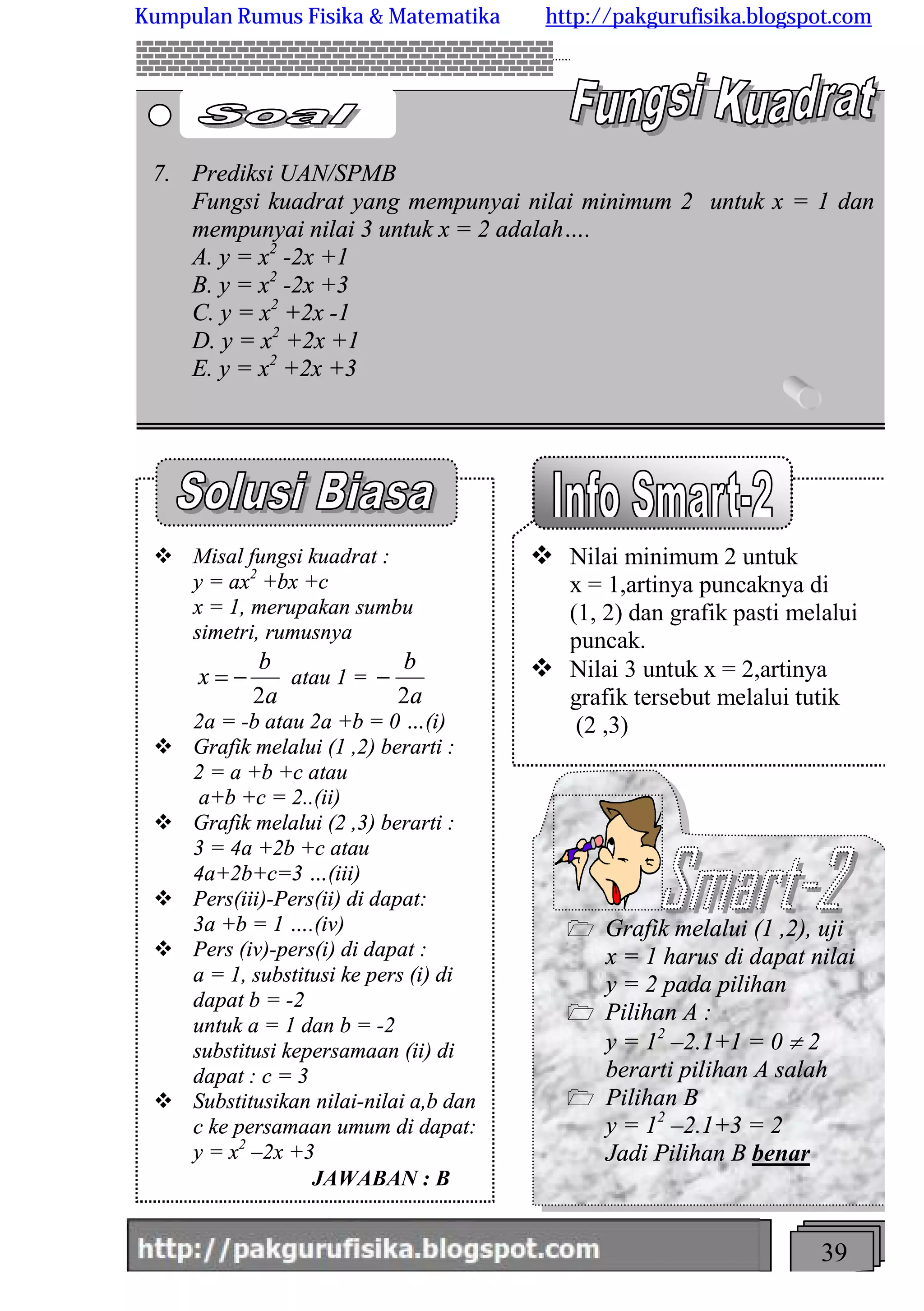 Smart solution fungsi kuadrat | PDF