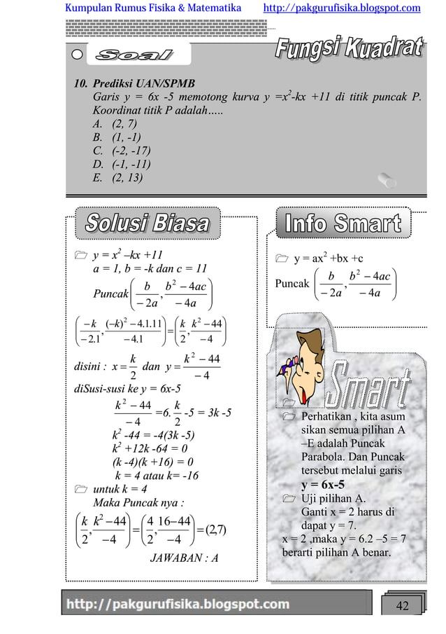 Smart solution fungsi kuadrat | PDF