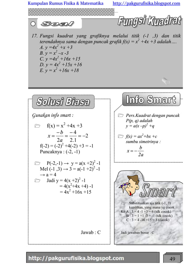Smart solution fungsi kuadrat | PDF