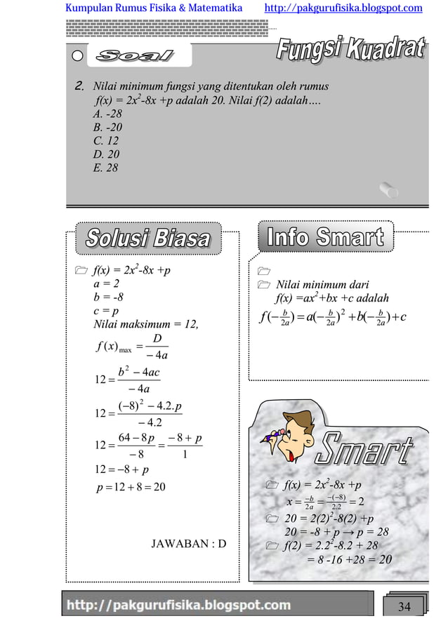 Smart solution fungsi kuadrat | PDF