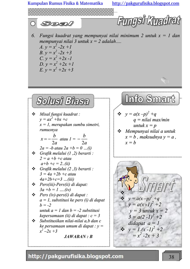 Smart solution fungsi kuadrat | PDF