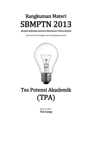 Smart solution tes potensi akademik sbmptn 2013 (kemampuan verbal) (1 ...