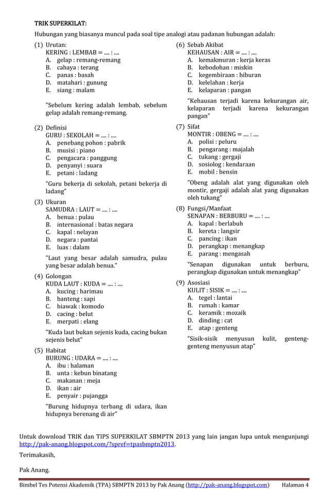 Smart solution tes potensi akademik sbmptn 2013 (kemampuan verbal) (1 ...