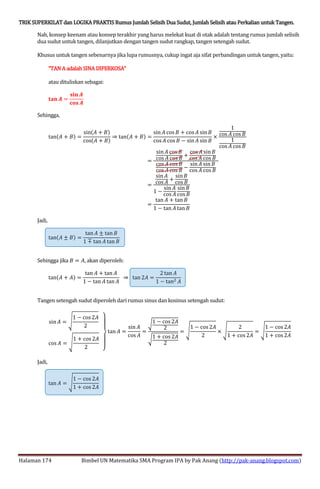 Smart solution un matematika sma 2013 (skl 4.3 jumlah selisih sinus ...