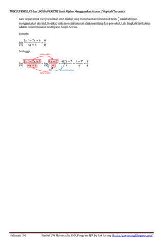Smart solution un matematika sma 2013 (skl 5.1 limit aljabar dan limit ...
