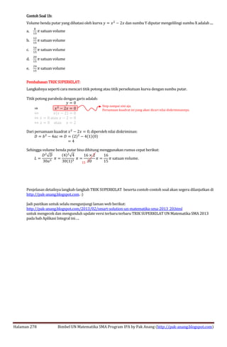 Smart solution un matematika sma 2013 (skl 5.4 aplikasi integral (luas daerah dan volume benda ...