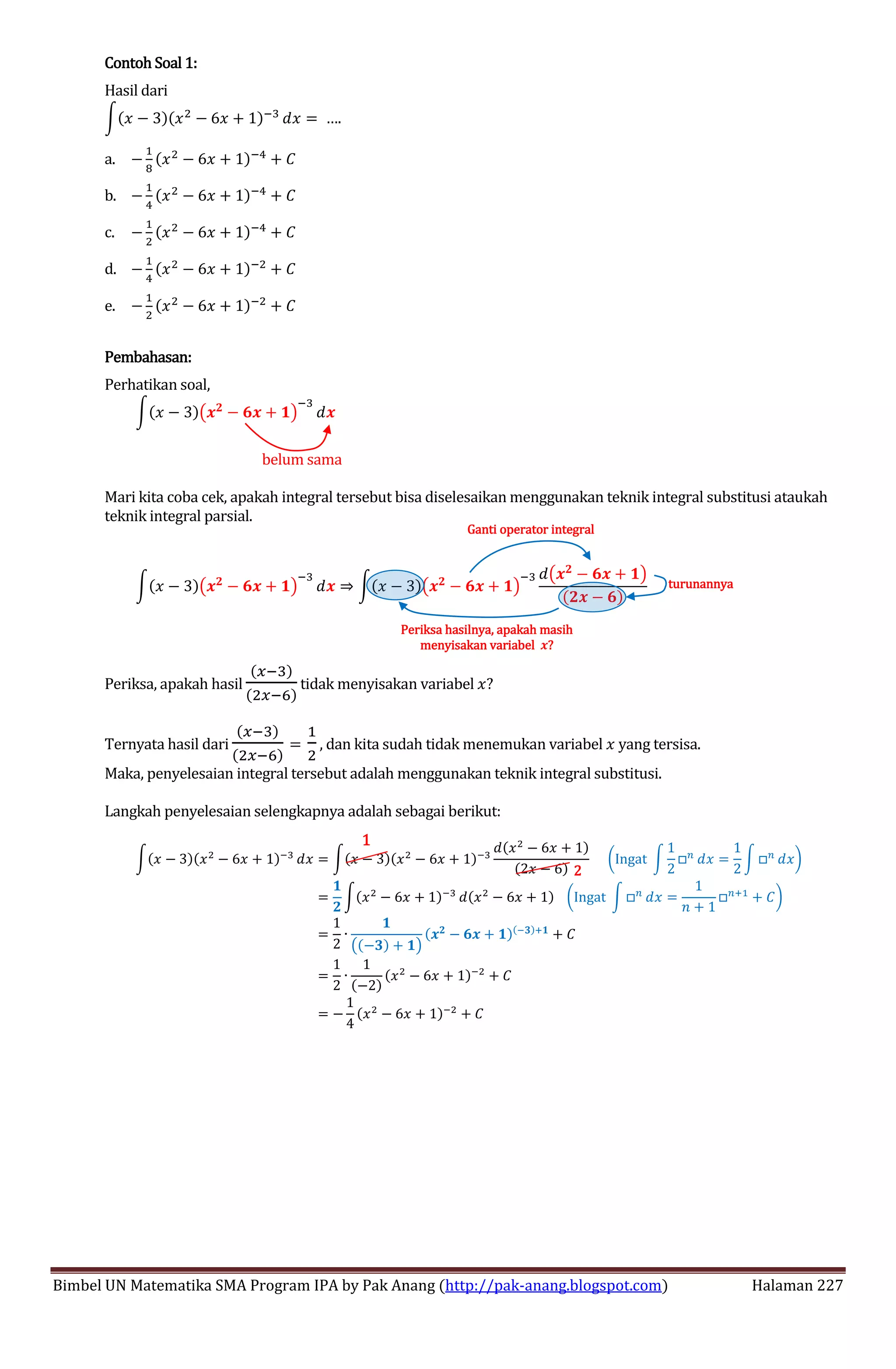 Smart solution un matematika sma 2013 (skl 5.3 integral tak tentu dan integral tertentu fungsi ...