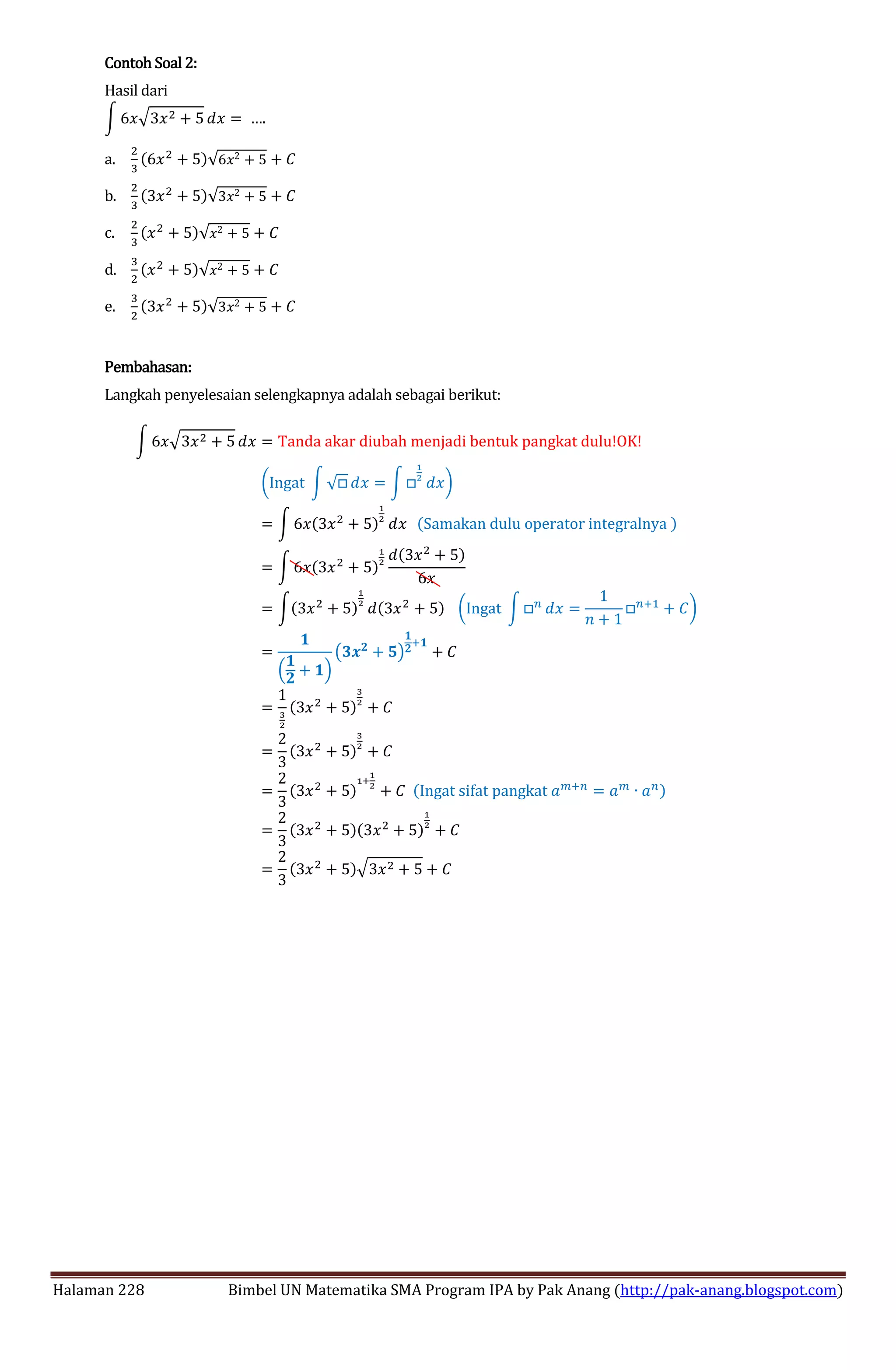 Smart solution un matematika sma 2013 (skl 5.3 integral tak tentu dan integral tertentu fungsi ...