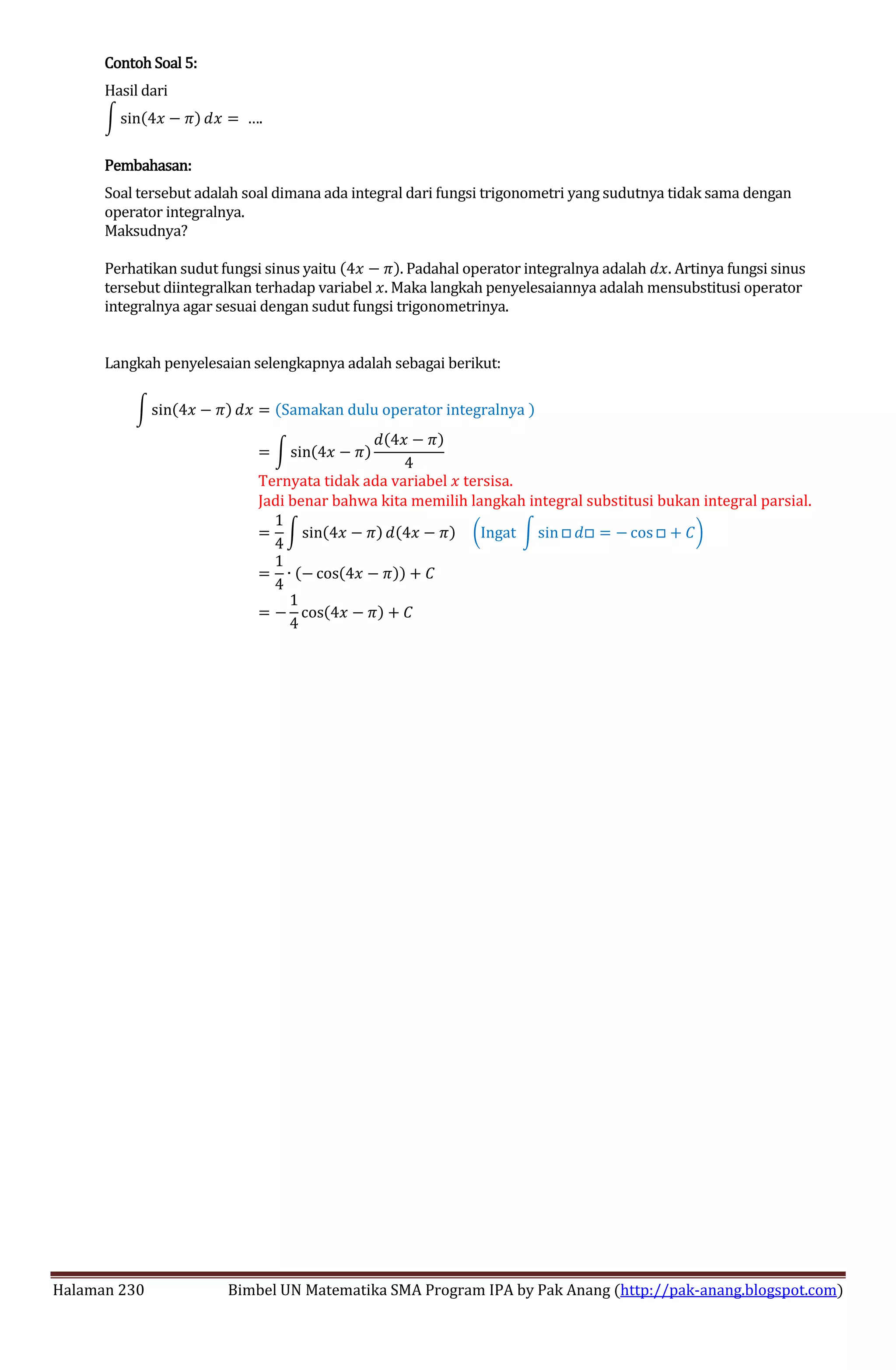 Smart solution un matematika sma 2013 (skl 5.3 integral tak tentu dan integral tertentu fungsi ...