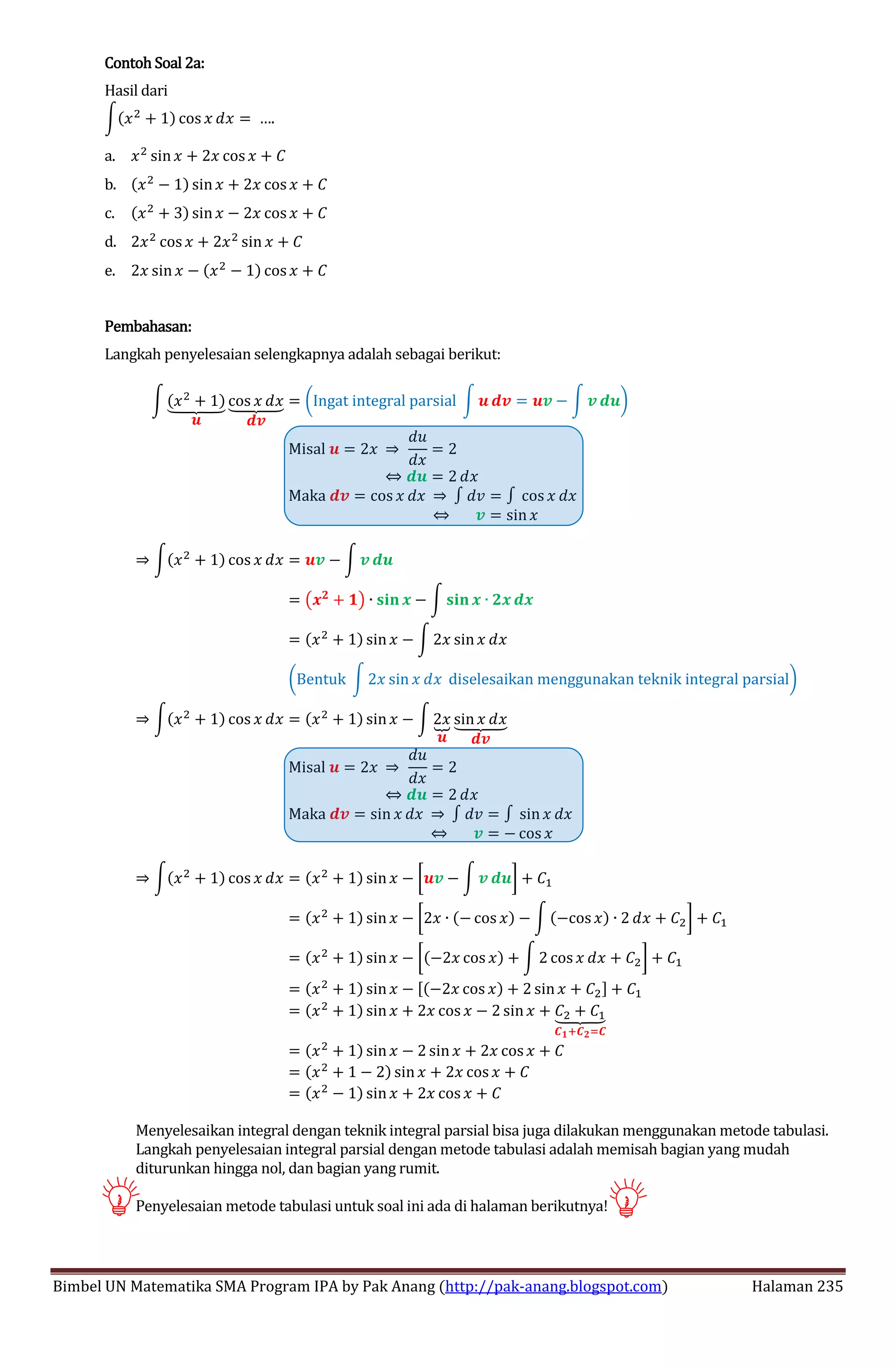 Smart solution un matematika sma 2013 (skl 5.3 integral tak tentu dan integral tertentu fungsi ...