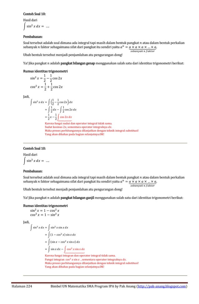 Smart solution un matematika sma 2013 (skl 5.3 integral tak tentu dan integral tertentu fungsi ...