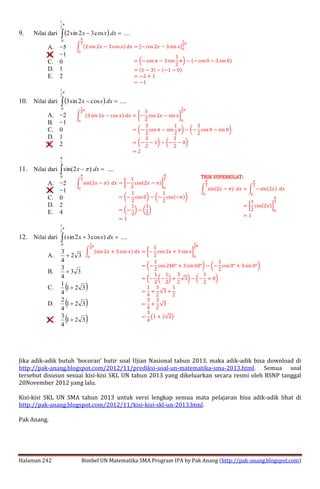 Smart solution un matematika sma 2013 (skl 5.3 integral tak tentu dan integral tertentu fungsi ...