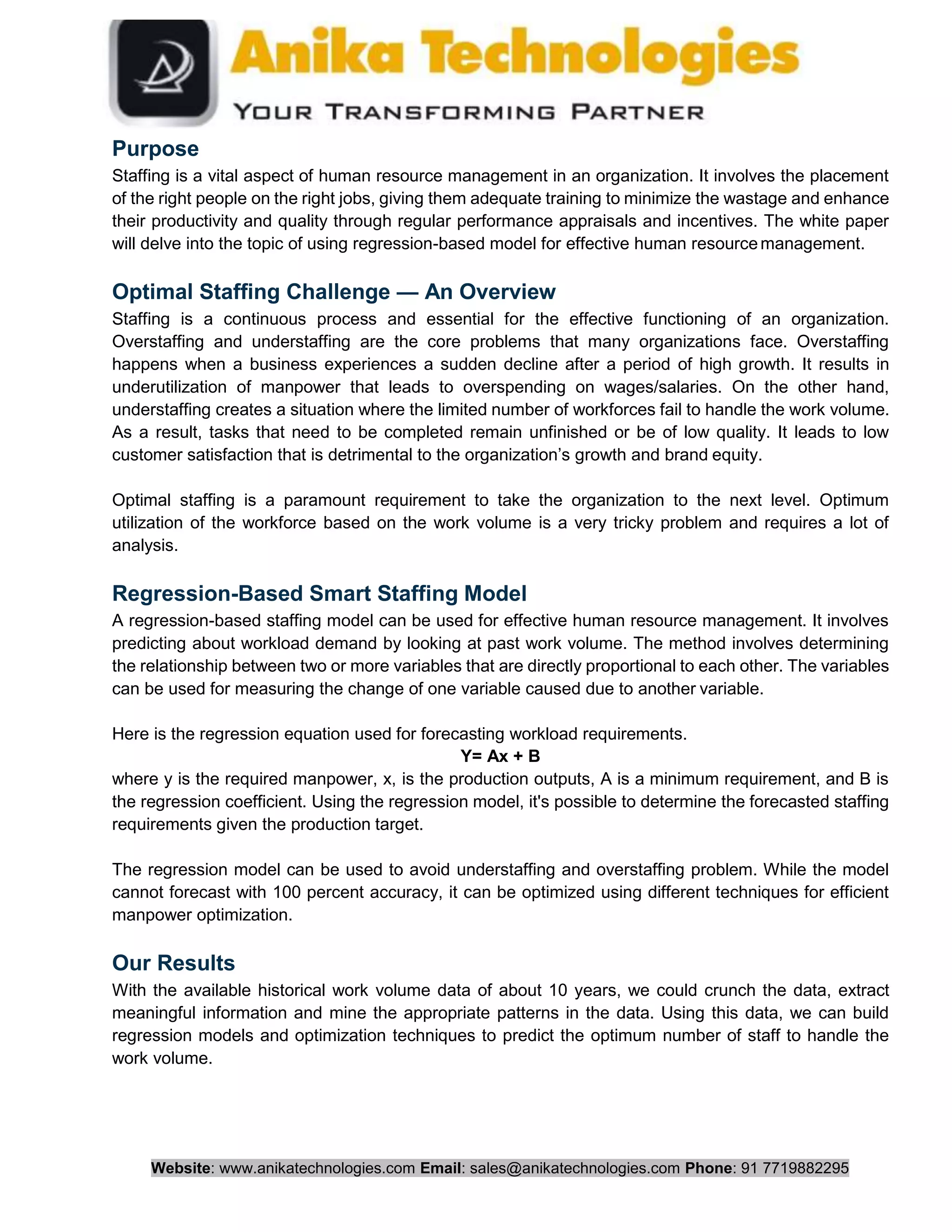 Smart Staffing using Regression Analysis Model | PDF
