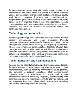 Smart Strategies for Property Maintenance and Repair in Property ...