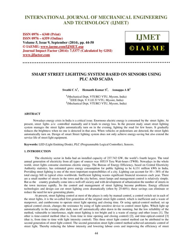 Smart street lighting system based on sensors using plc and scada | PDF ...