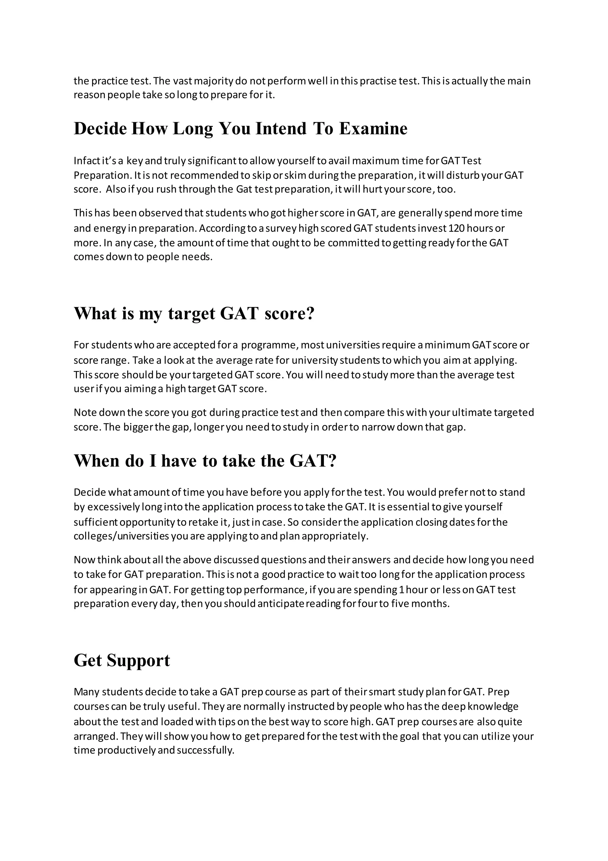 Smart study plan for GAT preparation | DOCX