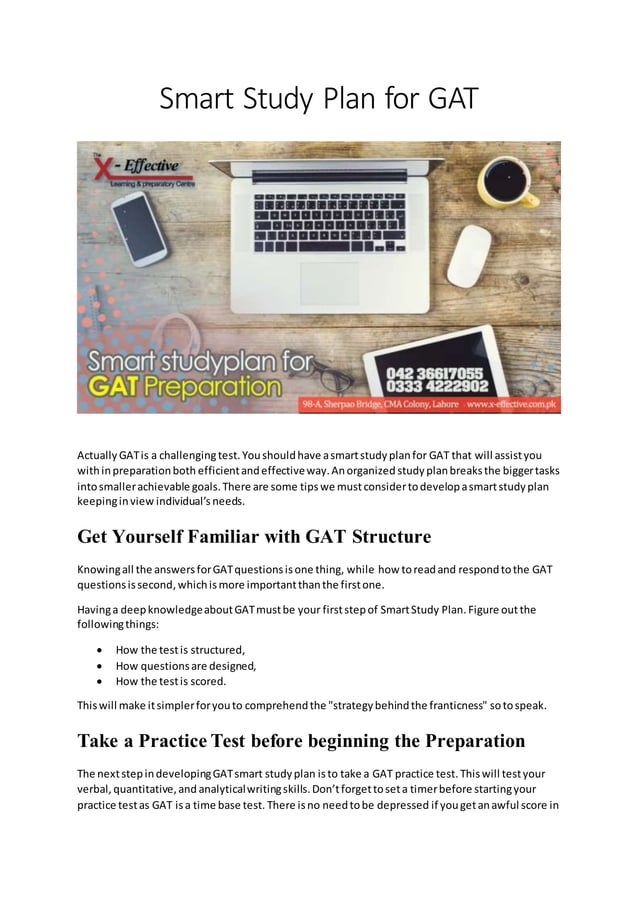 Smart study plan for GAT preparation | PDF