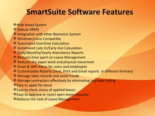 Smartsuite Software - Web based Time Attendance Software | PPT