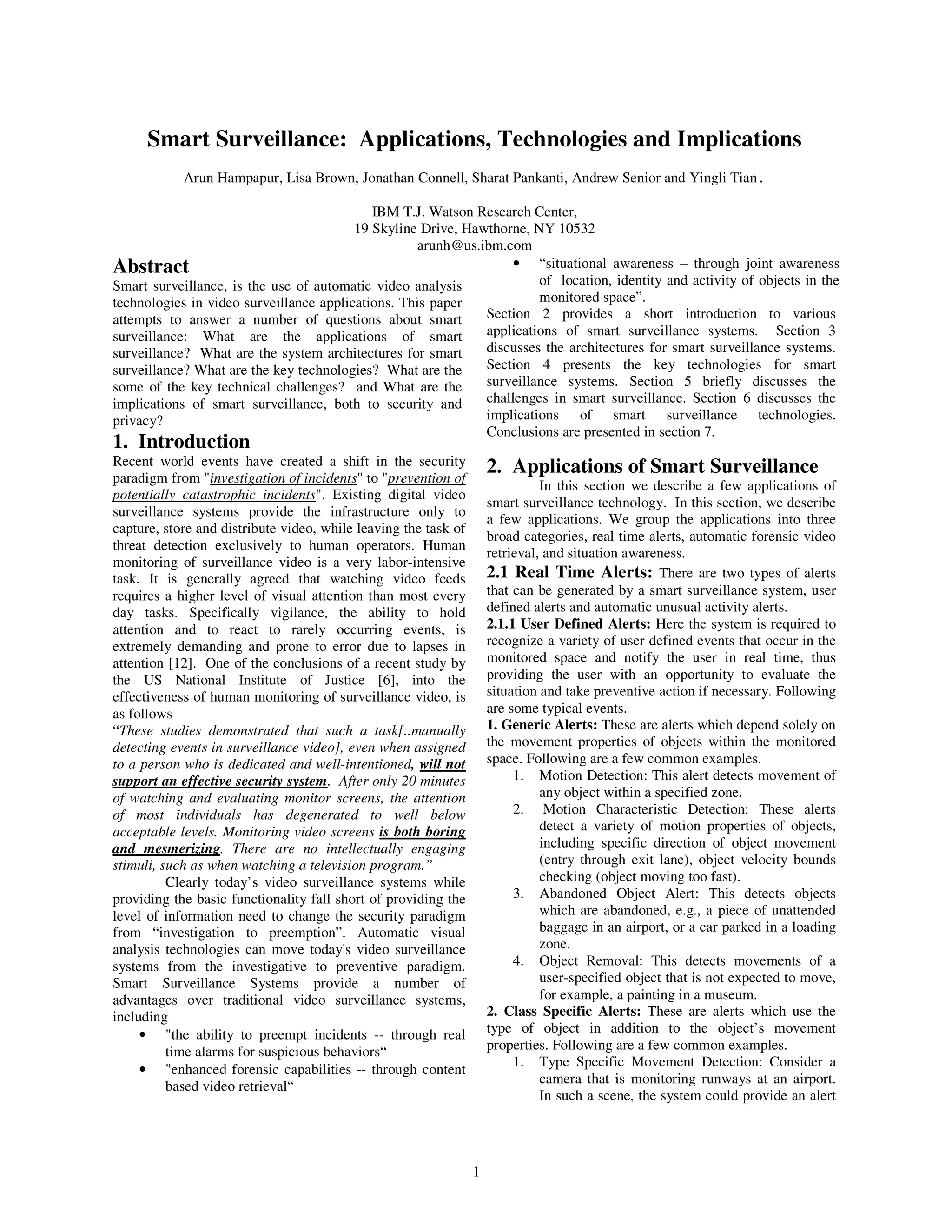 Smart surveillance | PDF