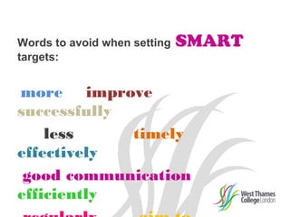 SMART target setting for West Thames College students | PPT