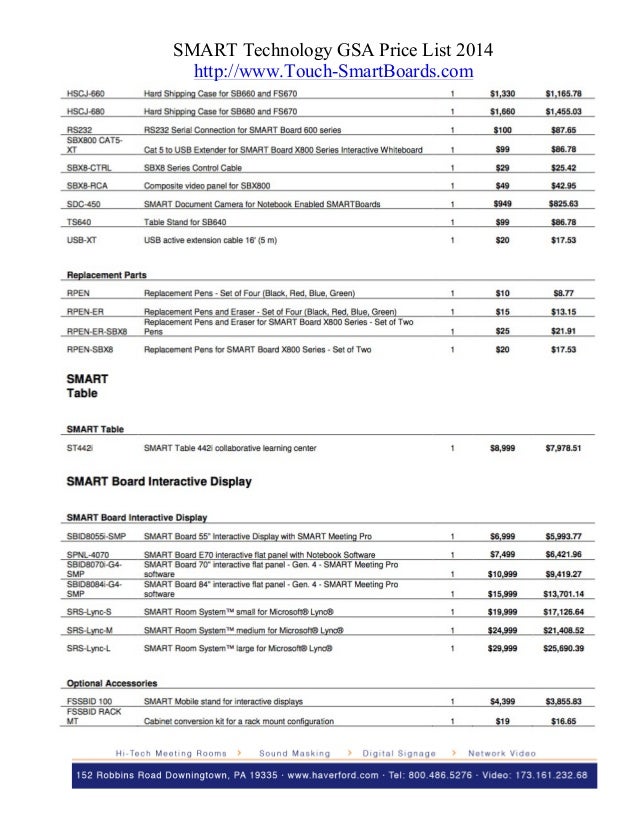 Smart Technologies Gsa Price List 2014 Smart Technologies Gsa Price List 2014