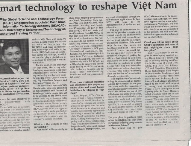 Smart Technology to reshape Viet Nam - Anton Ravindran | PPT
