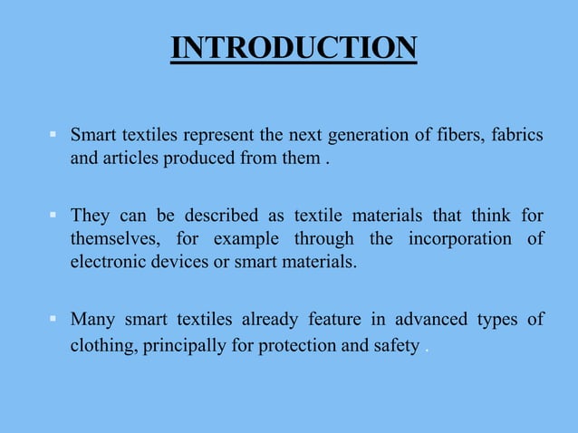 Smart textile | PPTX | Wearable Technology | Consumer Electronics