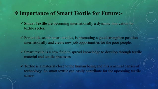 Presentation Topic:- Smart Textile | PPTX | Wearable Technology ...