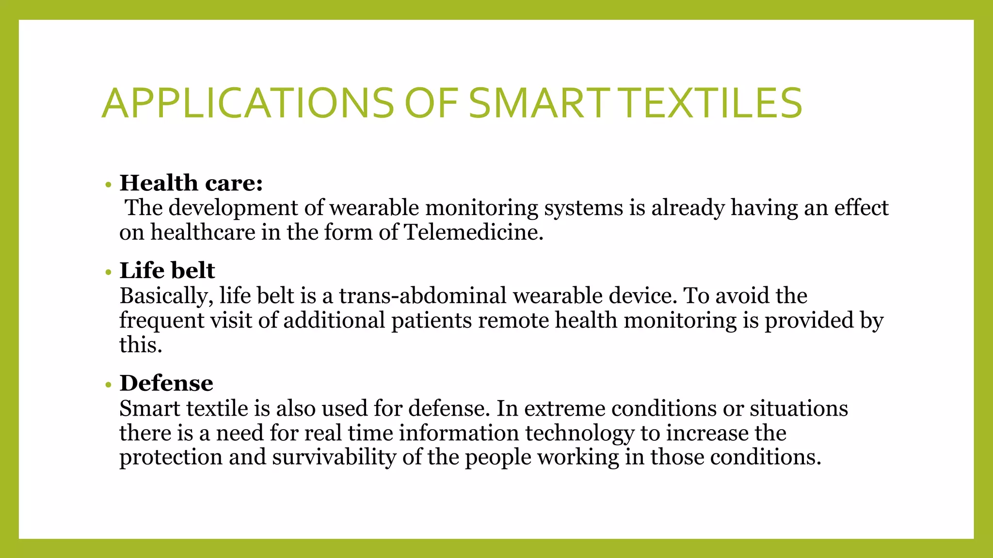 SMART TEXTILES.pptx | Wearable Technology | Consumer Electronics