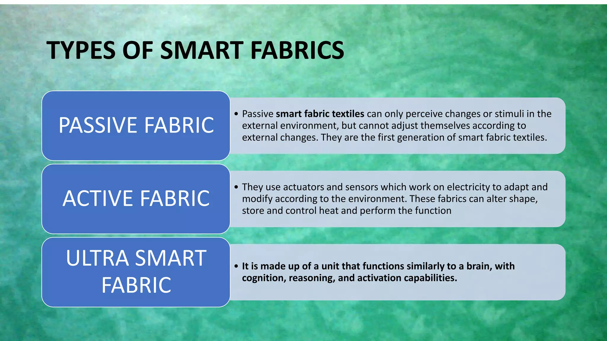 SMART TEXTILES.pptx | Wearable Technology | Consumer Electronics