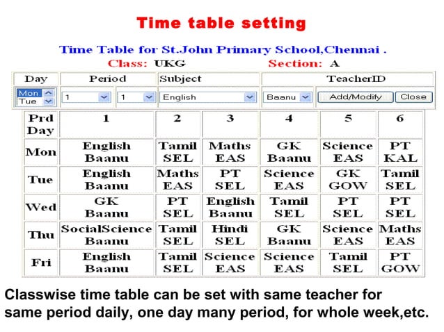 Smart timetable for creation/modification of timetables | PPT