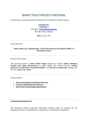 SMART TOILET PROJECT PROPOSAL A Cashless, Automated Public Restroom ...
