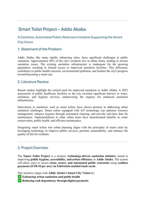 SMART TOILET PROJECT PROPOSAL A Cashless, Automated Public Restroom ...