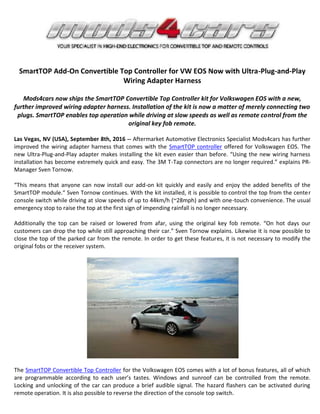SmartTOP Add-On Convertible Top Controller for VW EOS Now with Ultra ...