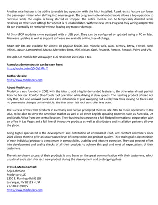 SmartTOP Add-On Convertible Top Controller for VW EOS Now with Ultra ...