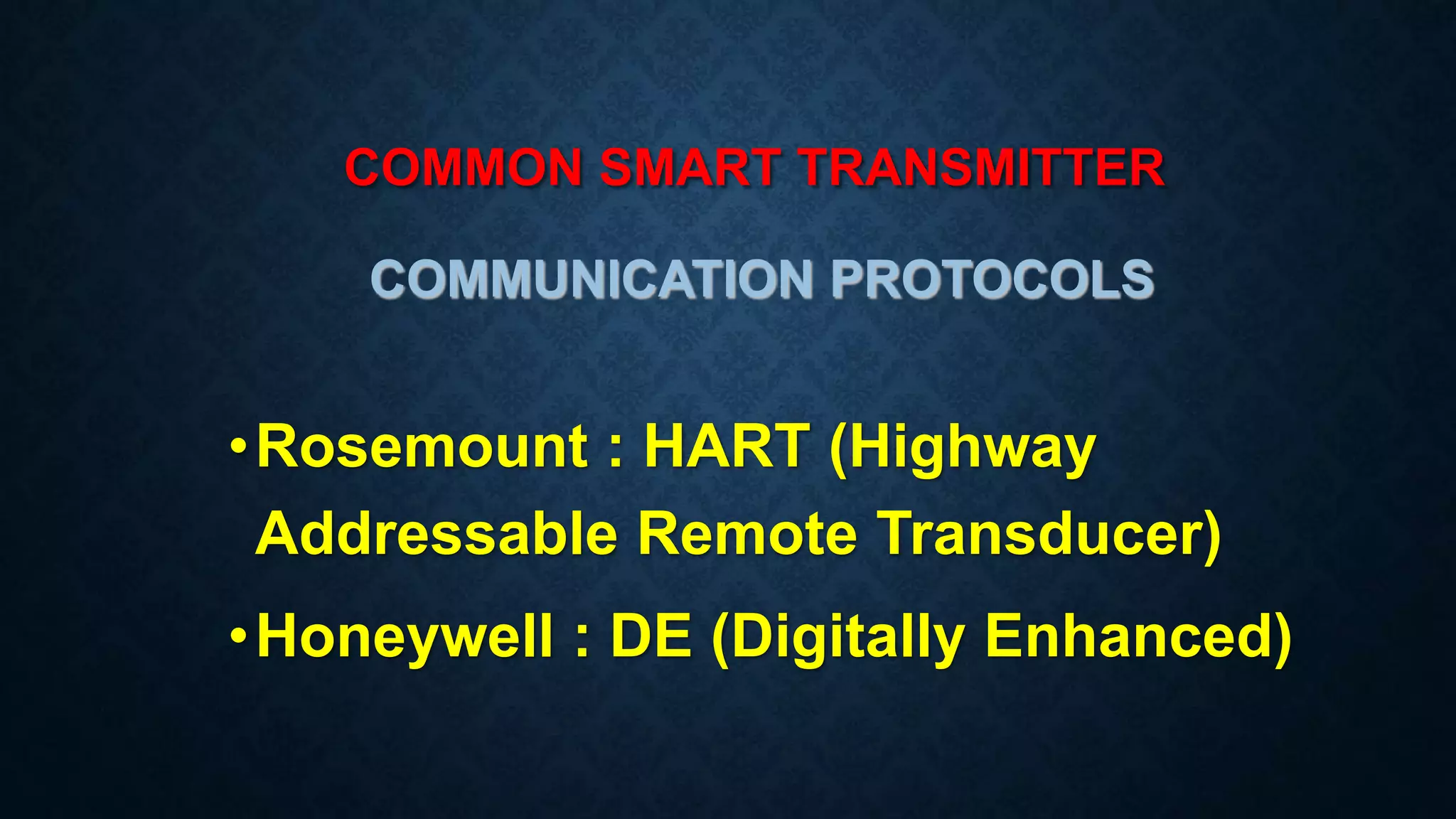 Smart transmitters & HART Protocol | PPTX