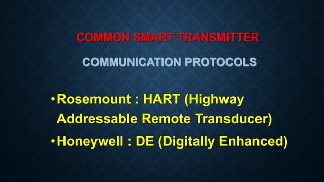 Smart transmitters & HART Protocol | PPTX