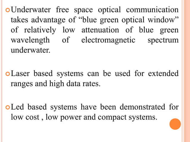 Smart transmitters & receivers for underwater freespace optical communication | PPTX | Computer ...