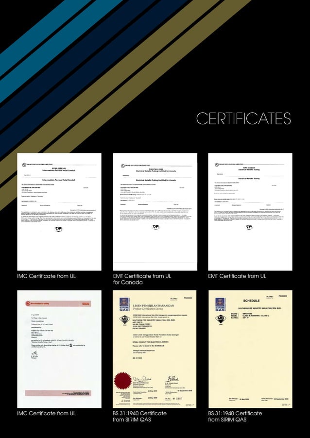 Smartube electrical steel conduit catalog certtificate ong thep luon day dien ong ruot ga ty ren ...