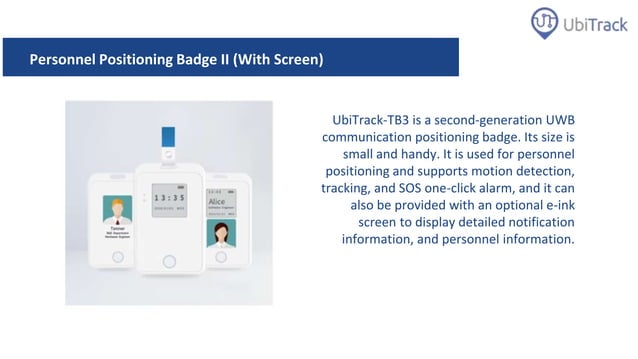 Smart UWB Communication Positioning Badge With Screen - UbiTrack | PPT