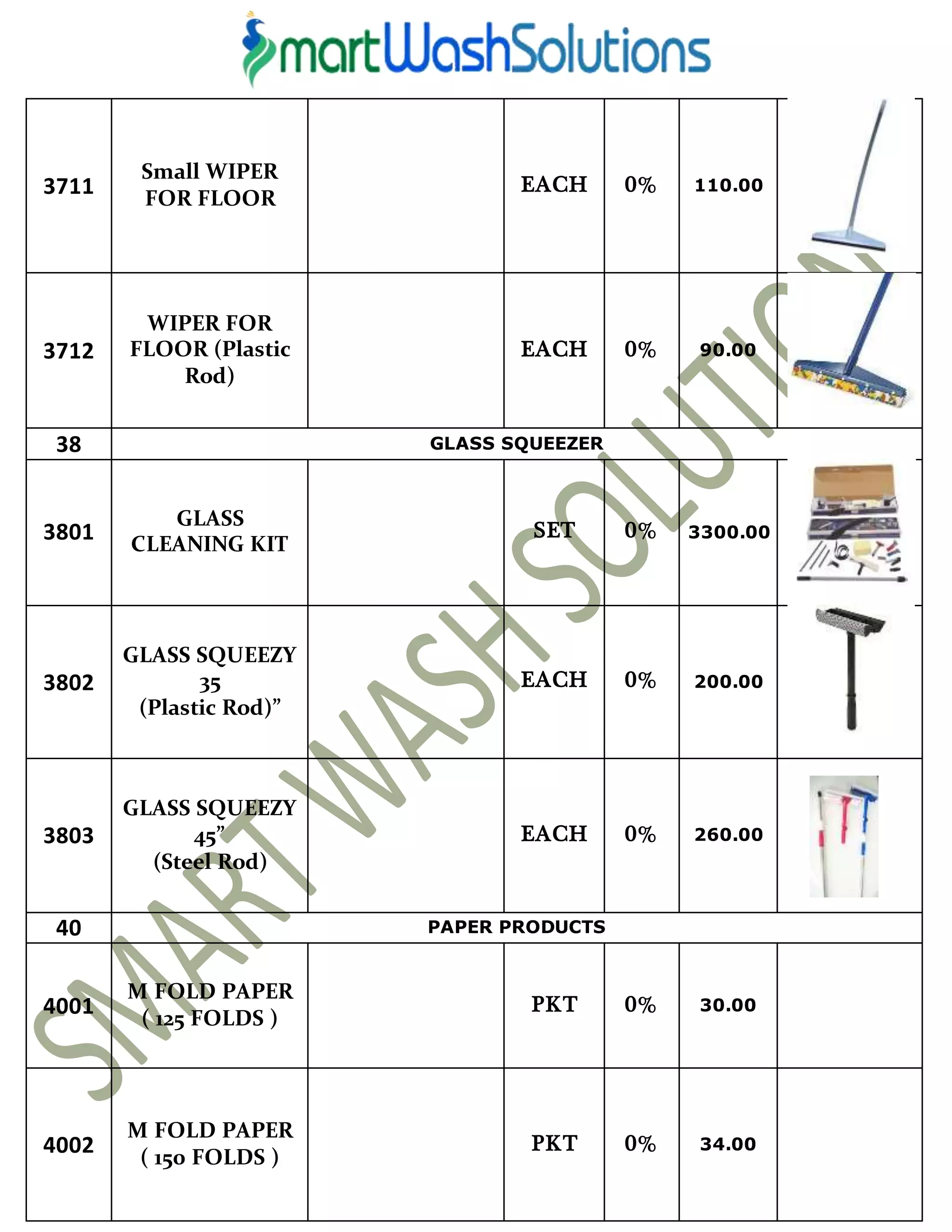 Housekeeping Products & Material and Cleaning Chemicals Price List | DOCX