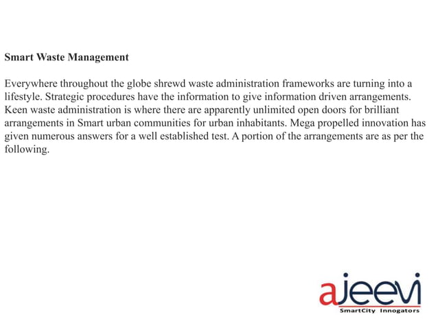 Smart waste management system | PPTX | Internet of Things | Internet