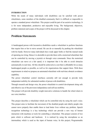 Smart wheel chair based on voice recognition for handicapped | DOCX