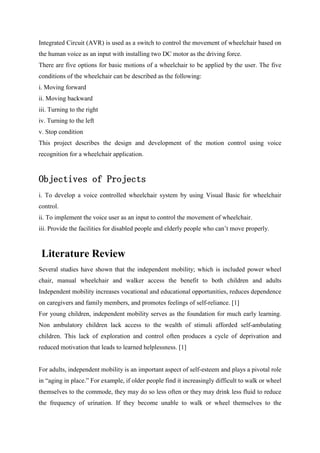 Smart wheel chair based on voice recognition for handicapped | DOCX