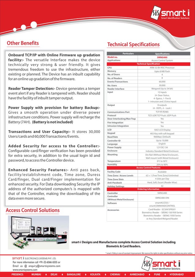 smartXS NG:- 4 Door 8 Reader Access Control Panel | PDF