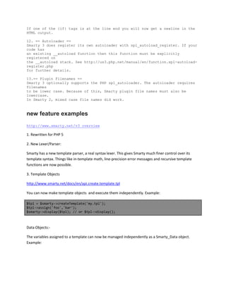Smarty 3 overview | DOCX | Web Development | Internet