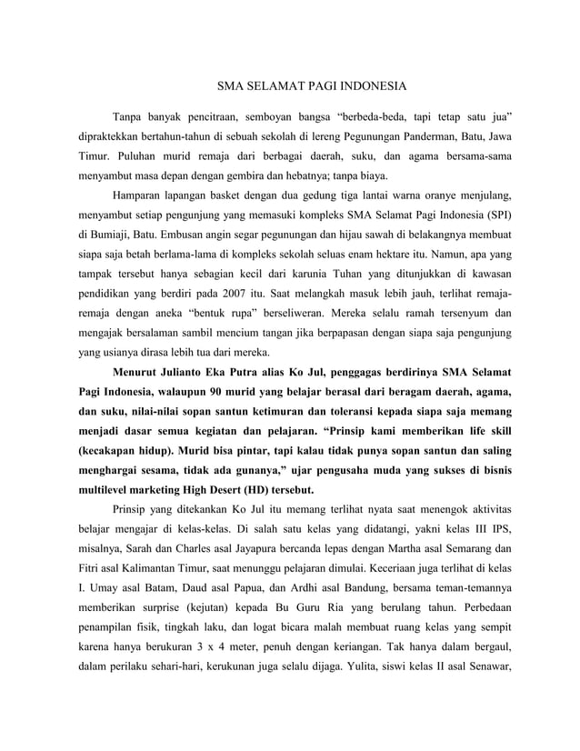 SMA SELAMAT PAGI INDONESIA - SOSIOLOGI - | PDF